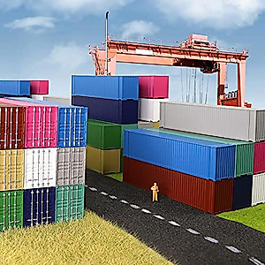 Evemodel C8745 9pcs Different Colored HO Scale 1:87 45ft Blank Shipping Container 45' Cargo Box