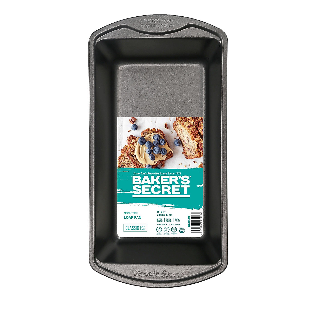 Baker's Secret Large Loaf Pan for Baking Bread, Nonstick Carbon Steel Rectangular Pan 9" x 5", Premium Food-Grade Coating, Non-stick Meatloaf Bread Loaf Pan, Bakeware DIY - Classic Collection