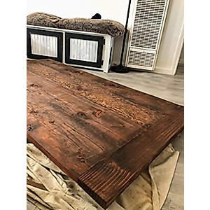 Farmhouse Redwood Rustic Table, Reclaimed Wood, Dark Brown and White