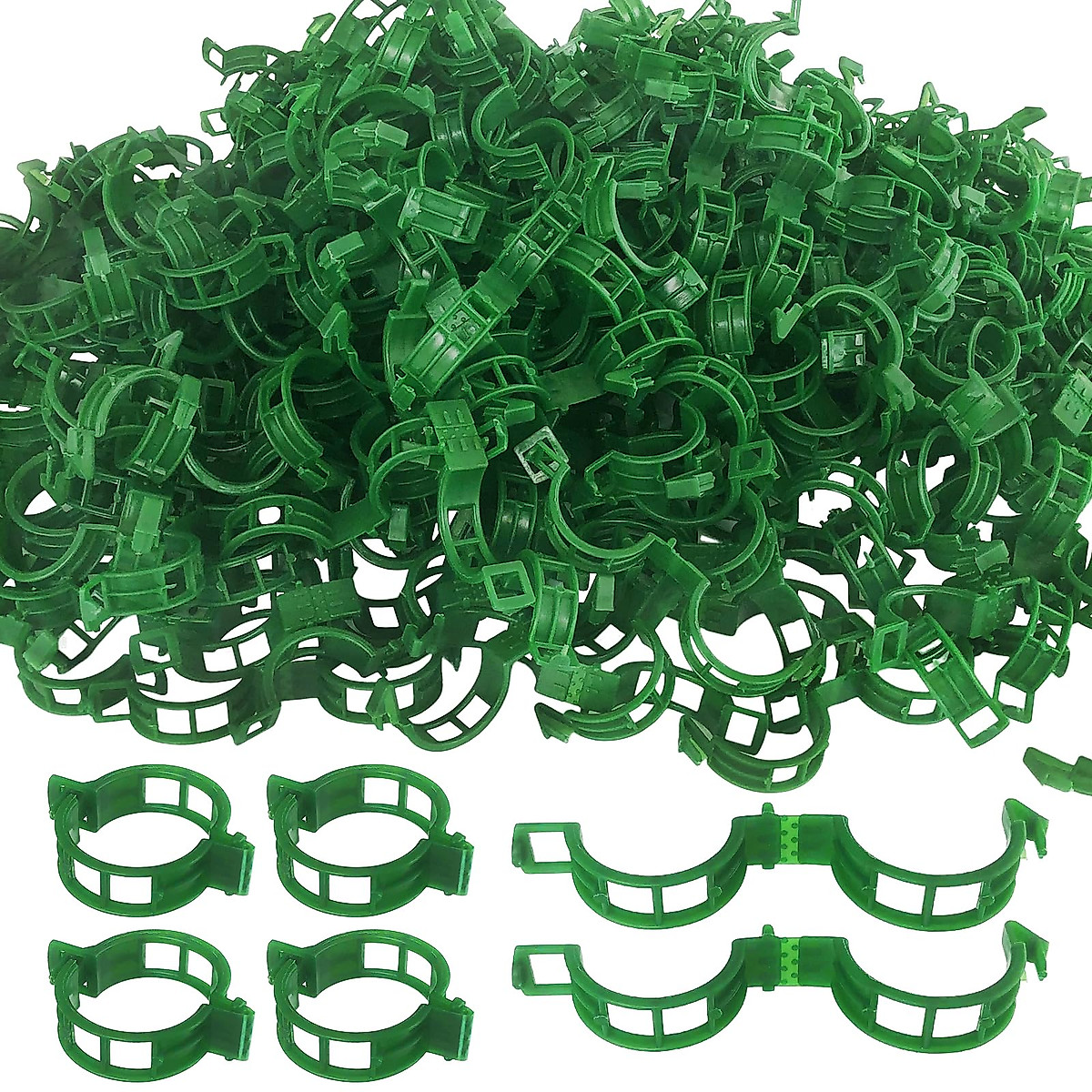 OJYUDD 300 Pcs Plant Support Clips,Plastic Tomato Clips,Plant Support Clips,Garden Vine Clips for Climbing Plants,Tomato,Grape,Plants Stalks (Green)