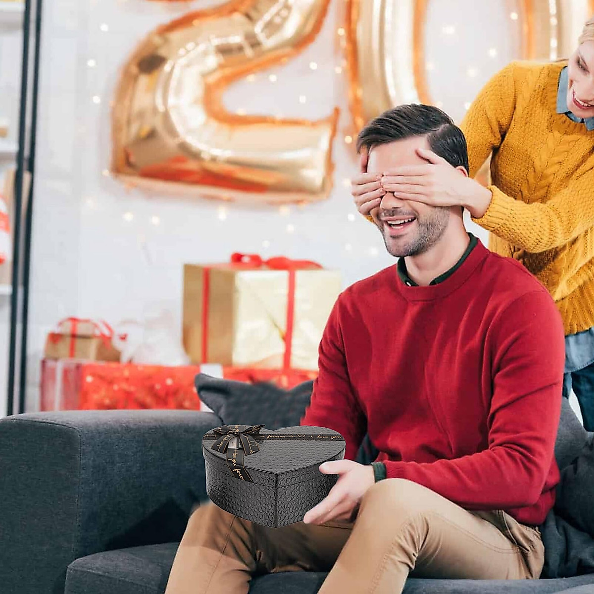 SHINEOFI Heart Shape Boxes: Decorative Nesting Box, Valentines Day Cardboard Box, Present Boxes, Empty Florist Packing Box for Wedding Proposal Black