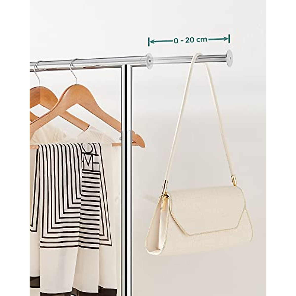 SONGMICS Heavy Duty Metal Clothes Rail with Shoes Shelf, Maximum Load of 50 kg, one Rod, Silver