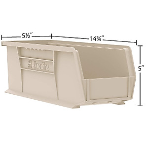 Akro-Mils 30234 AkroBins Plastic Storage Bins, Space-Saving Stackable Bins, Garage Organization Bins, Pantry Organization, Craft Storage, 15-Inch x 5-Inch x 5-Inch, Red, 12-Pack