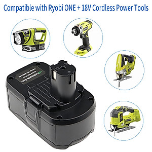 Powerost One+ 18V Battery Replacement: for Ryobi Lithium 18 Volt One Plus P108 P102 P107 P189 Drill Tools - 18V 6AH High Performance Lithium-ion Battery PBP005