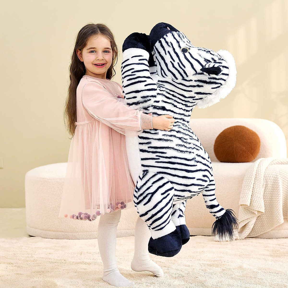 IKASA Large Zebra Stuffed Animal Plush Toy,30" Giant Zebra Cute Jumbo Soft Toys,Huge Big Size Plushy Fluffy Fat Oversized Plushie,Gifts for Kids