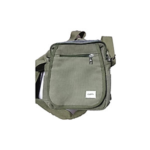 CR Canvas Small messager Mini shoulder bag Travel purse with strap adjustable cellphone key bag (Army green) sling bag everday use bag with slutch and eaphone line hole on the bag
