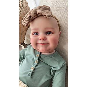 TERABITHIA 24 Inches Real Baby Size Lifelike Smile Silicone Vinyl Limbs Reborn Baby Doll with Soft Body Realistic Newborn Toddler Girl Dolls Look Real