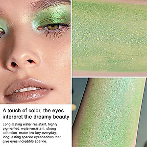 evpct 3Pcs Glitter Pearl White Light Cyan Emerald Dark Green Liquid Eyeshadow Set Sparkly Sparkle Metallic Shimmer Multicolor Eyeliner Liquid Eye shadow Makeup Set Kit Waterproof Long Lasting