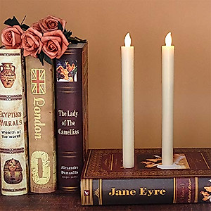 DRomance Flickering Flameless Taper Candles with Remote Timer Battery Operated LED Candlesticks Real Wax Dimmable Light Dinner Thanksgiving Christmas Decor(Ivory, 0.78" x 9.64")