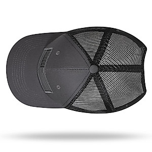 SIBOSHA American Flag Trucker Hat - Baseball Cap for Men & Women, Breathable Mesh, Adjustable Snapback Closure Dark Gray/Black