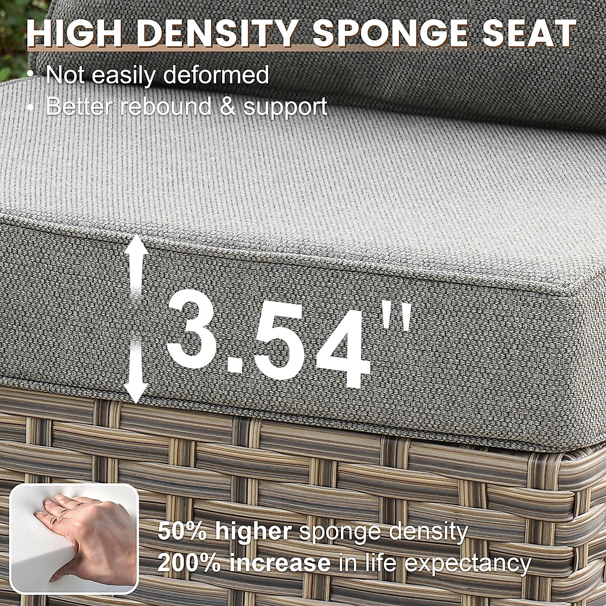 XIZZI Wicker Patio Furniture Set,Outdoor Rattan Modular Sectional Sofa,Outside Coversation Set with Solar Coffee Table for Porch Balcony Backyard Deck Poolside (Grey, 5Pcs Set)