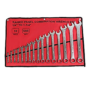 ABN Raised Panel Combination Wrench Set SAE Standard Wrench Set 1/4in to 1-1/4in 16-Piece Combination Wrenches Set
