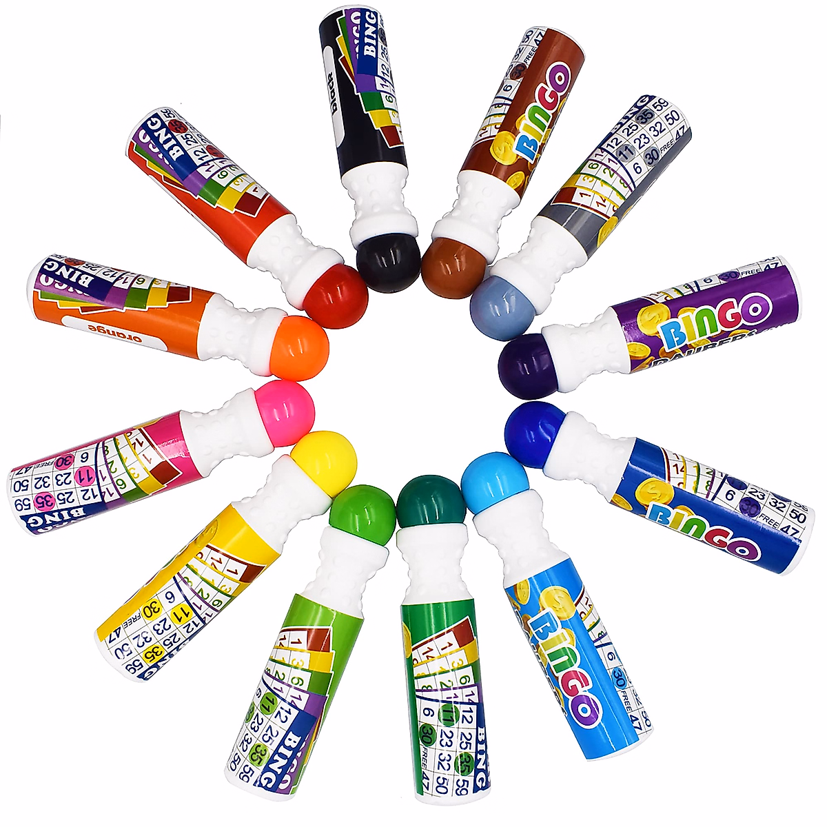 Yuanhe Bingo Daubers Dot Markers - Mixed Colors Set of 24 Pack-12Colors
