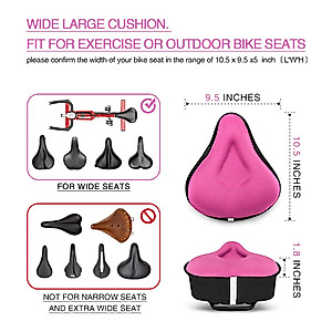 ANZOME Bike Seat Cushion, Extra Soft Wide Gel Bike Seats Cover for Men Women Comfort Fits Bicycle Cushions of Exercise Bikes Spin Stationary Cruiser Bicycles Indoor Cycling(Waterproof Case Included)