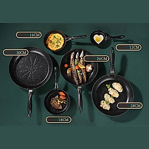 CHENATING Flat Bottom Cooking Pans Nonstick Frying Pans Wheat Stone Coating Pans Cookware For Electric And Induction Cooktops