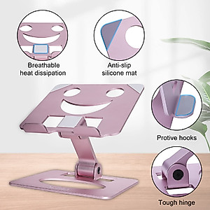 ALZHIJ Portable Tablet Holder Stand - Aluminum Alloy Desktop Stand Adjustable Angle&Height, Compatible with Tablets up to 12IN Wide, Pink
