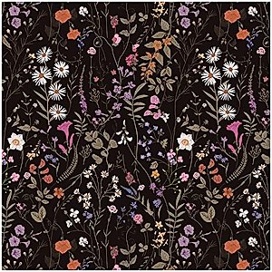 Floral Peel and Stick Wallpaper Boho: 118" X 17.7" Removable Wallpaper Easy Peel Off wallpaper for Bedroom Black Wallpaper Dark Wild Flowers Self Adhesive Contact Paper Renter Friendly Wall Paper