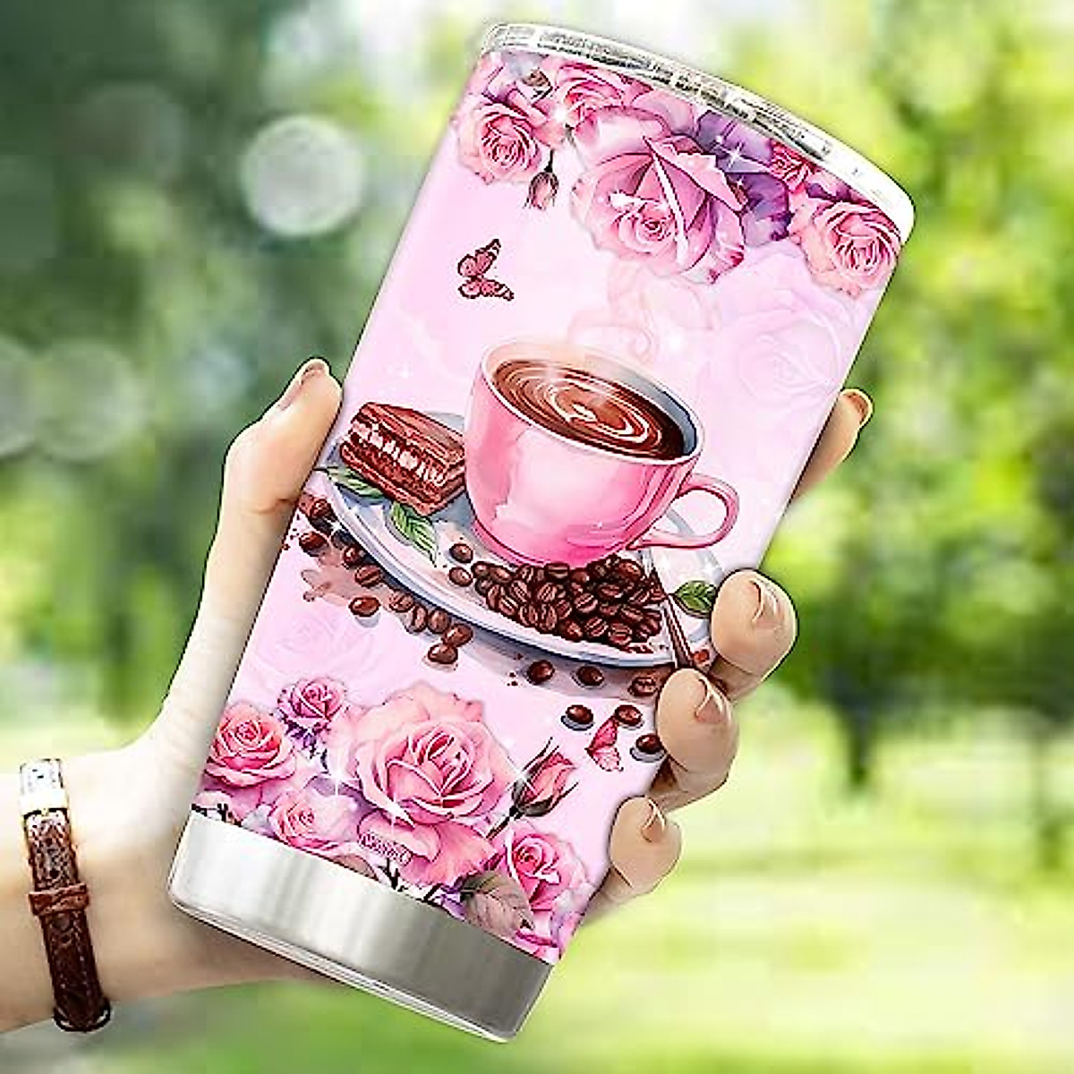 WONWIX Personalized Ideal Coffee Gifts for Coffee Lovers, Women, Girls, Wife, Daughter, Mom, 20oz Insulated Stainless Steel Travel Cup Mug Tumbler, Birthday, Christmas, Valentine, Mother's Day