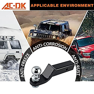AC-DK 4" Drop Hitch Ball Mount,Fusion Trailer Hitch Mount Trailer Ball Hitch Tow Ball Mount Kit,2 Inch Square and Ballmount Towing,2" Hitch Ball 6000 lbs with 3 Keys for Locking Hitch Receiver