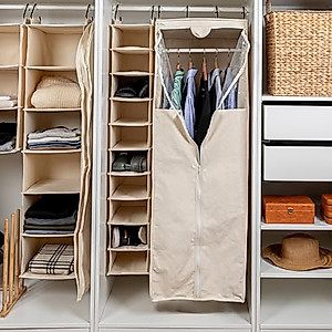 Household Essentials, Natural Cedarline Hanging Wardrobe, Heavy-Duty Cotton Canvas, Breathable, Versatile