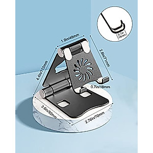 Vlatuo Cell Phone Stand,Foldable Mobile Aluminum Desktop Phone Holder,Adjustable Phone Dock Cradle,Compatible with iPhone 14 13 12 10 Max Pro Xr Xs Plus ipad Mini Samsung Galaxy (Black)