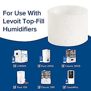 LEVOIT 10-Pack Humidifier Replacement Filters, Capture Fine Particles in Water Tank to Improve Humidification Efficiency, Compatible with Dual150, Dual200S, Classic300(S), LV600S, OasisMist, White