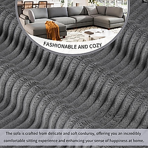 Merax 163" Modular Big Sectional Sofa with Ottoman L Shaped Corner Couch 6-Seater for Apartment,Grey