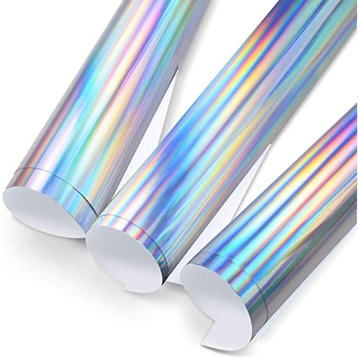 Silver Holographic Vinyl Permanent, 12" x15 FEET Rainbow Holographic Vinyl Roll, Chrome Holographic Sticker Vinyl for Cricut, Silhouette, Signs, Decals by Turner Moore Edition (15FT)