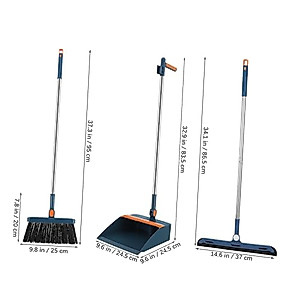ORFOFE 1 Set Folding Broom Set Long Handled Broom Lobby Dust Pan Angle Broom Floor Sweeper Dust Pan Broom Whisk Broom Long Handle Broom Stand up Broom Dustpan Hand Held Broom Plastic Blue