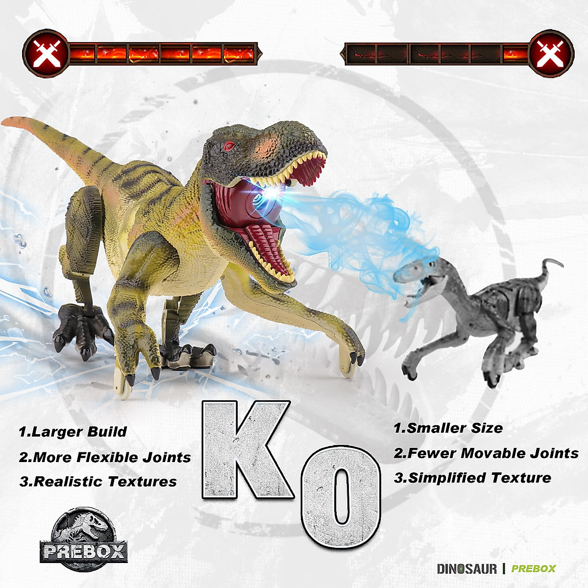 PREBOX Remote Control Dinosaur for Boys 4-7 - Rc Robot Dino Toys for Kids 3-5 8-12,Christmas Birthday Gifts for Boys Age 5-7 Year Old