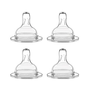 Maymom Silicone Nipple Slow Flow, 4pc; Compatible with Spectra/Motif Luna/Maymom Widemouth Bottles