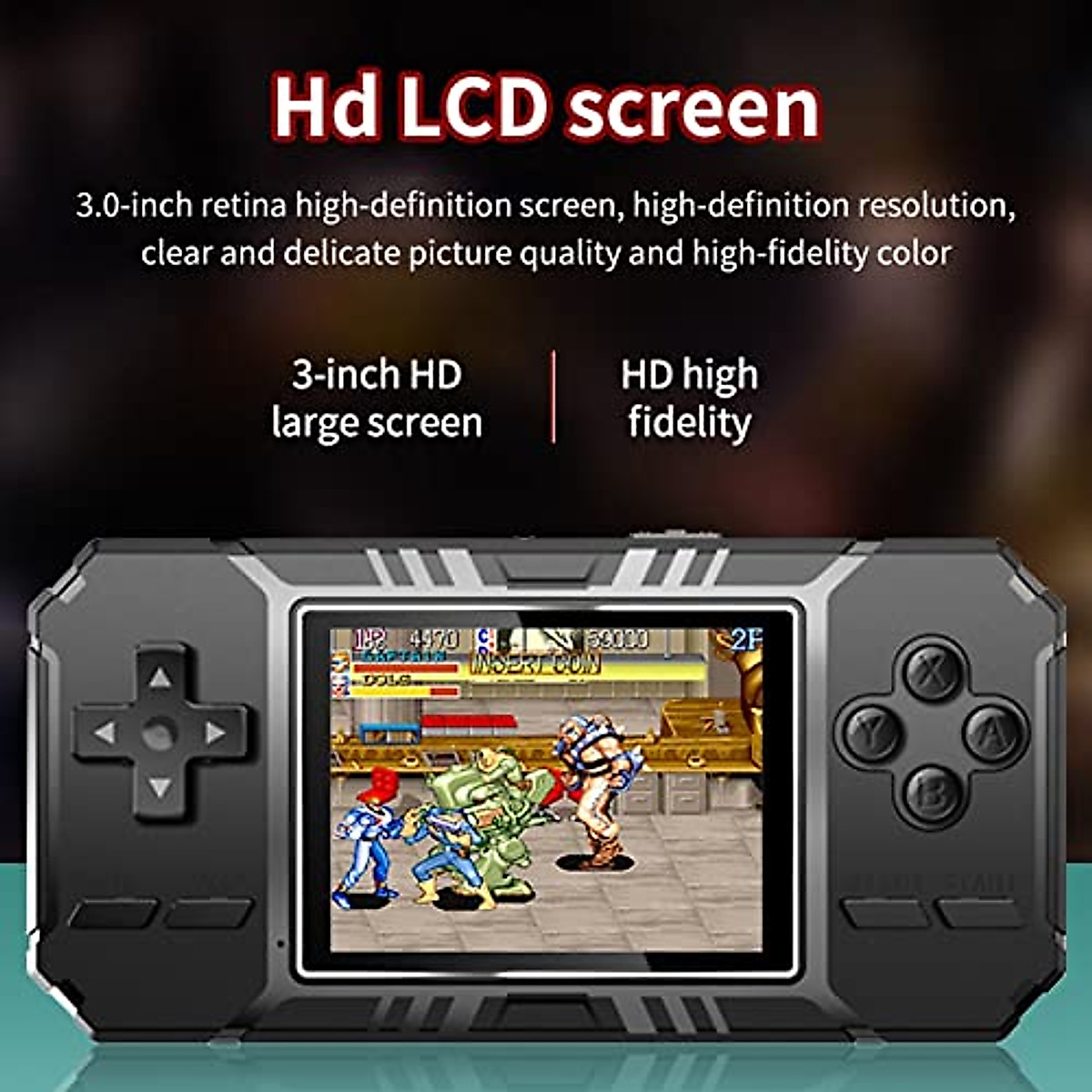 LILYRIN Retro Portable Mini Handheld Game Console 8-Bit 3.0 Inch Color Screen LCD Game Player Built-in 500 Games-Green