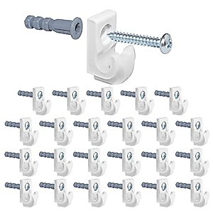 Wire Shelf Loop Clips 24 PCS Plastic Down Wall Clips for Wire Shelving Plastic Wall Closet Shelves Clips Screws and Expansion Tubes Included White