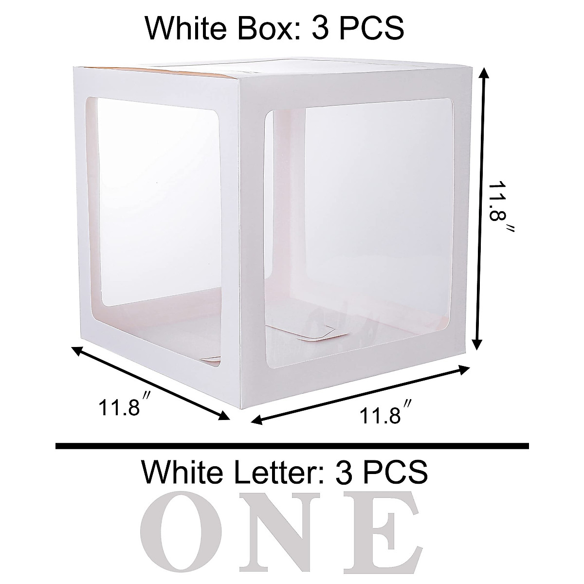 Sooyee First Birthday Decorations For Boy Or Girl, 3 Pcs ONE Balloon Boxes For 1st Birthday, Baby Clear Blocks Party Decor With ONE Letters For Photoshoot Props, Cake Smash Backdrop