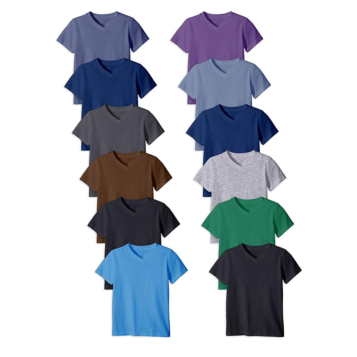 Andrew Scott Boys' 12 Pack V Neck T Shirt/Cotton Color Undershirts - Bonus Pack of 12 (12 Pack-Multi Color, Large 14-16)