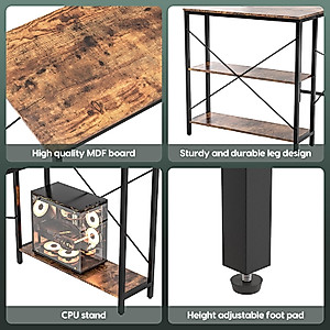 WASAGUN Small Computer Desk,35 Inch L Shaped Desk with Storage Shelves,Gaming Desk,Home Office Corner Reversible Pc Desk,Study Writing Table,Brown