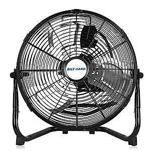 BILT HARD 12" 3-Speed High Velocity Heavy Duty Metal Floor Fan, 1650 CFM, 180-Degree Tilt, Powerful Airflow Fan for Home, Bedroom, Residential Use