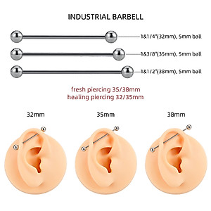 FINE4U 14G Nipple | Tongue Rings Piercing Jewelry Titanium - ASTM F136 Titanium Straight Barbell for Women & Men, Internally Threaded Hypoallergenic (14G × 16mm × 5mm)