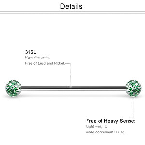 Dyknasz 12Pcs 16G Surgical Steel Industrial Barbell for Women Men Cartilage Earring Helix Rings Piercing Jewelry Bar Length 38mm (1 1/2 Inch) Silver-Tone Rose Gold Black Heart