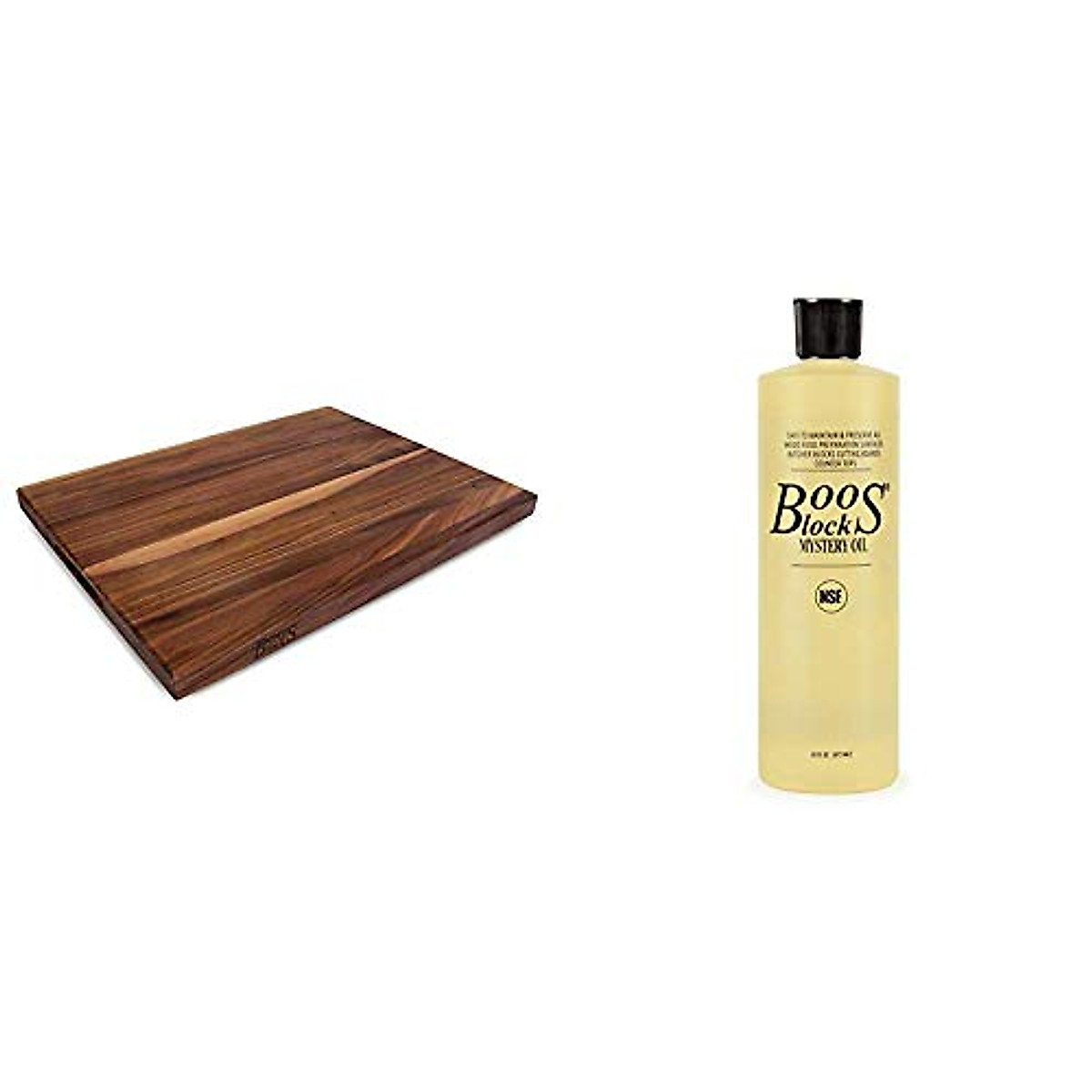 John Boos WAL-R02 Walnut Wood Edge Grain Reversible Cutting Board, 24 Inches x 18 Inches x 1.5 Inches and John Boos MYSB Mystery Butcher Block Oil