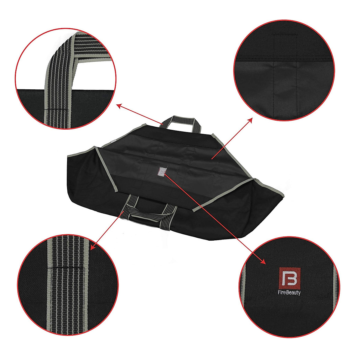 Fire Beauty Large Canvas Log Tote Bag Firewood Log Carrier