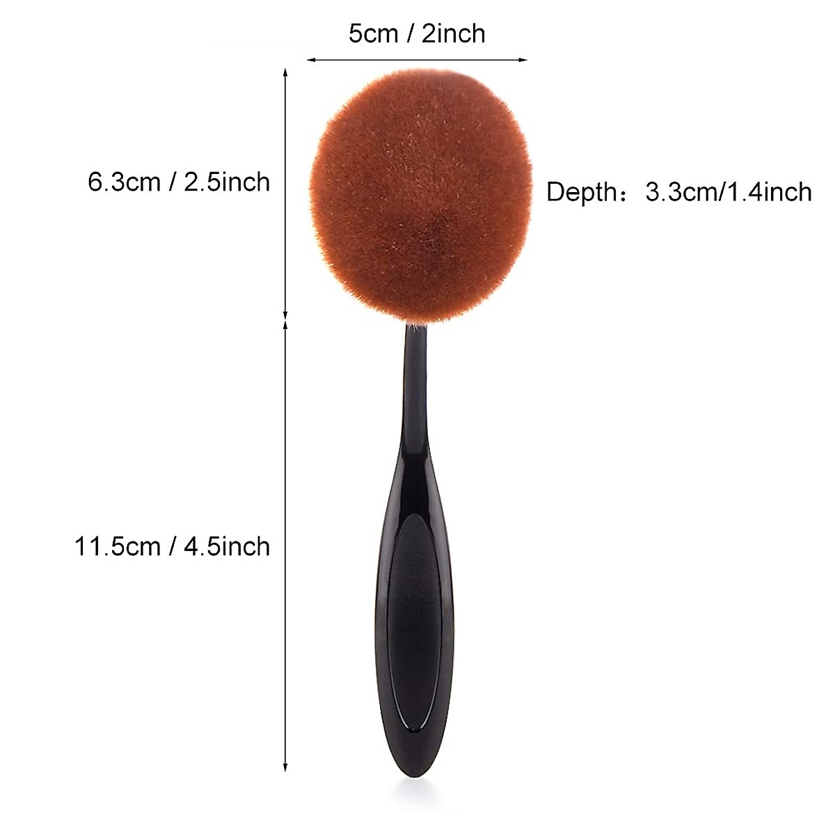 Yoseng Oval Foundation Brush Large Toothbrush makeup brushes Fast Flawless Application Liquid Cream Powder Foundation Sunscreen（All Black）