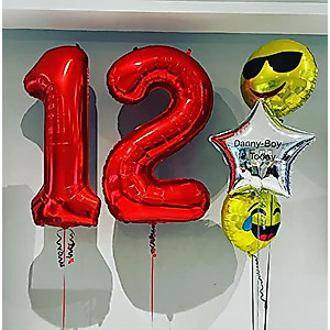 40 Inch Red 10 Number Balloons Giant Jumbo Huge 10 Foil Mylar Helium Number Digital Balloons Red Birthday Mylar Digital Balloons 10th Birthday Anniversary Events Party Decorations Supplies