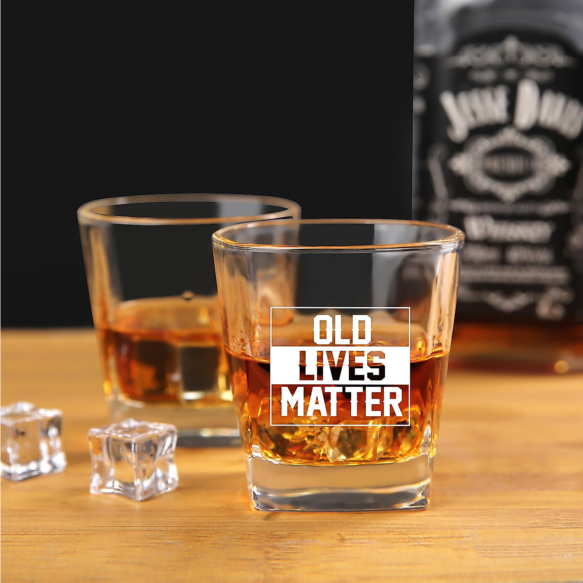 Old Lives Matter Whiskey Glass 8oz | Funny Birthday Gifts Retirement Gifts for Men | Fathers Day Christmas Gifts Gag Gifts for Men | Men Gifts for Birthday Christmas | Dad Gifts Grandpa Gifts