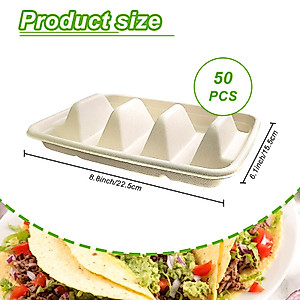 50PCS Disposable Taco Holder for Party，Disposable Taco Plates with 3 Dividers Disposable Taco Holders for Party, Taco Tray Holder, Pulp Fiber Plates Disposable for Taco Tuesday Lazy Susan Taco Bar