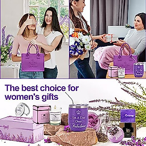 Birthday Gifts for Women, Gift Baskets for Women, Mom Birthday Gifts Anniversary Gift for Her Gifts for Girlfriend Older Daughter Friend Wife Teacher Gifts, Lavender Bath Spa Purple Gift Set for Women