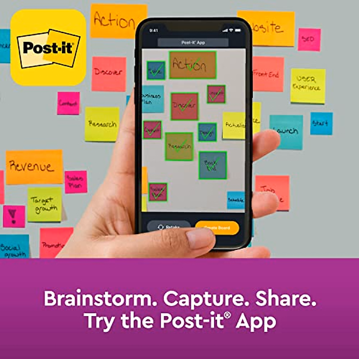 Post-it Super Sticky Notes, 8x6 inches, 4 Pads, (Orange, Pink, Blue, Green), Recyclable (6845-SSP)