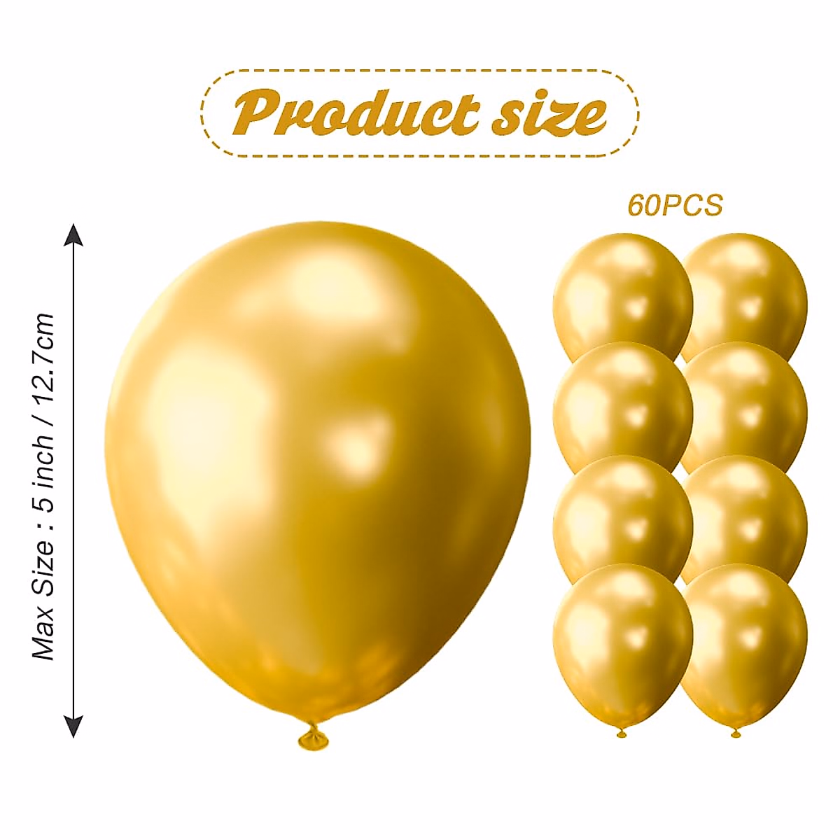 Gold Metallic Balloons - 60pcs, 5 Inch, Golden, For Christmas, Valentine's Day, Parties & More