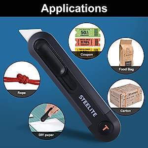 Steelite Auto-Retractable Box Cutter Ceramic Utility Knifes Safe Unboxing Kinves Cartons Cardboard Cutter Suitable for Office and Home Right-handed