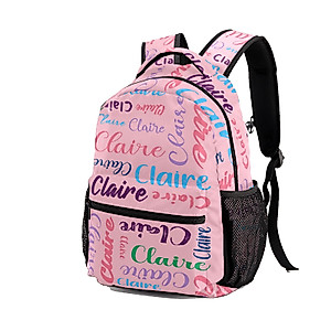 ZAACUSTOM Polyester Custom Bookbag with Name Text Elementary Kids Girls Personalized School Backpack Customize Book Bag, Stylish, Waterproof, Unique, Adjustable Shoulder Straps, 1 Pack